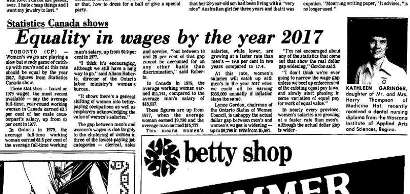 L'article canadenc de 1981 va predir que la bretxa salarial de gènere desapareixeria el 2017