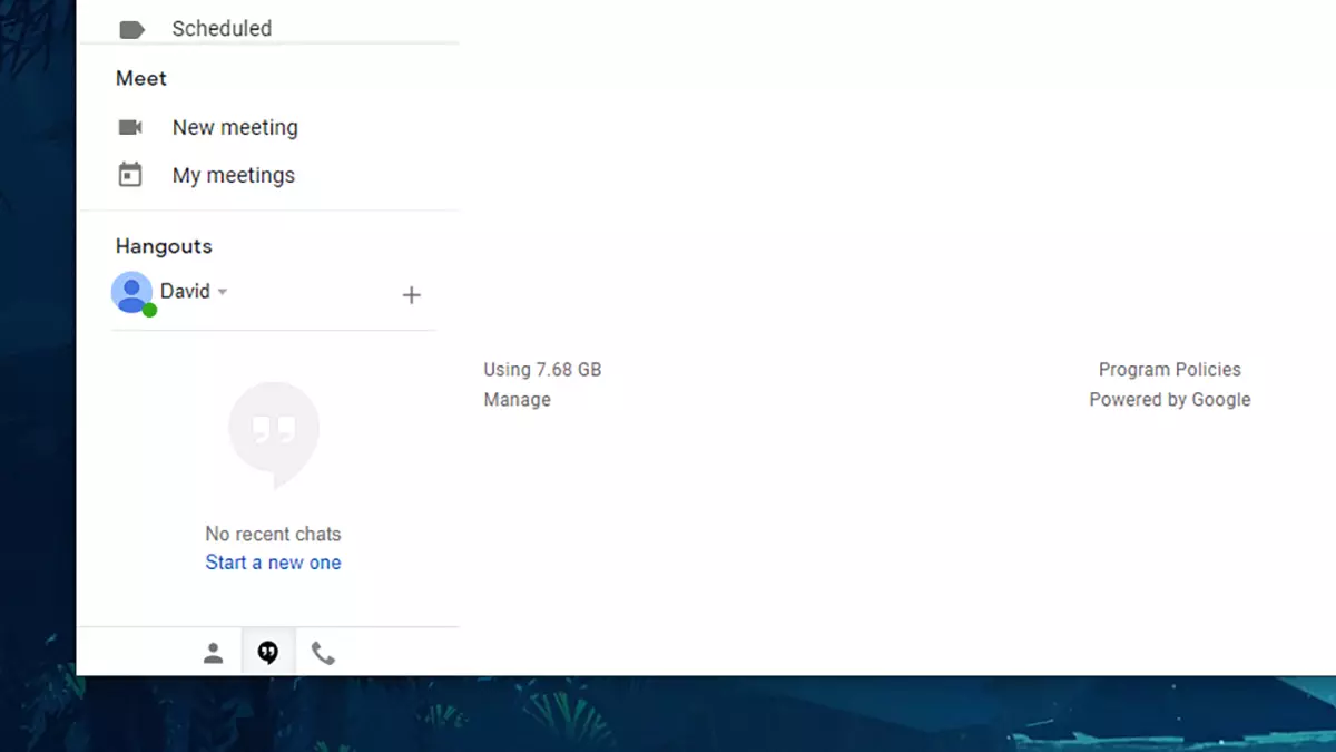 Полето Hangouts во Gmail ќе се замени (слика од екранот: Google)
