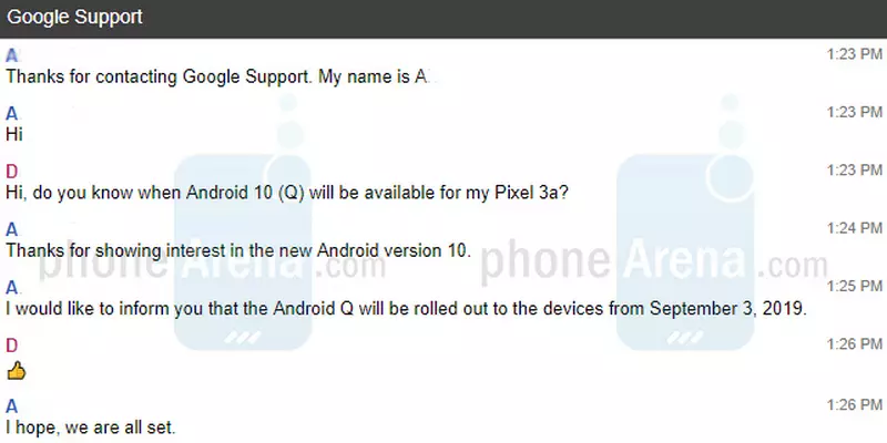Android 10 Pa'u i le vaiaso a sau
