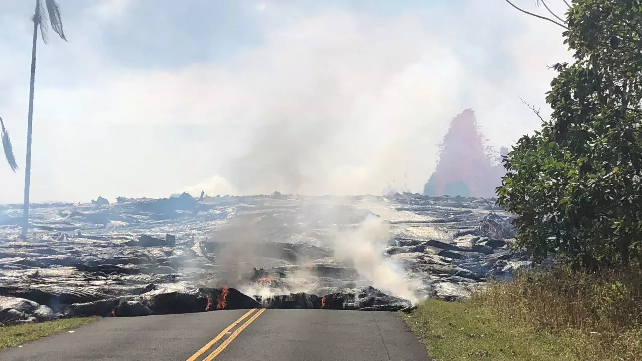 Lava út de fulkaan Kilauea berikt goed by geotermyske enerzjysintrale