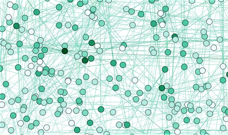 Una ilustración que muestra las conexiones entre nodos o elementos en una red