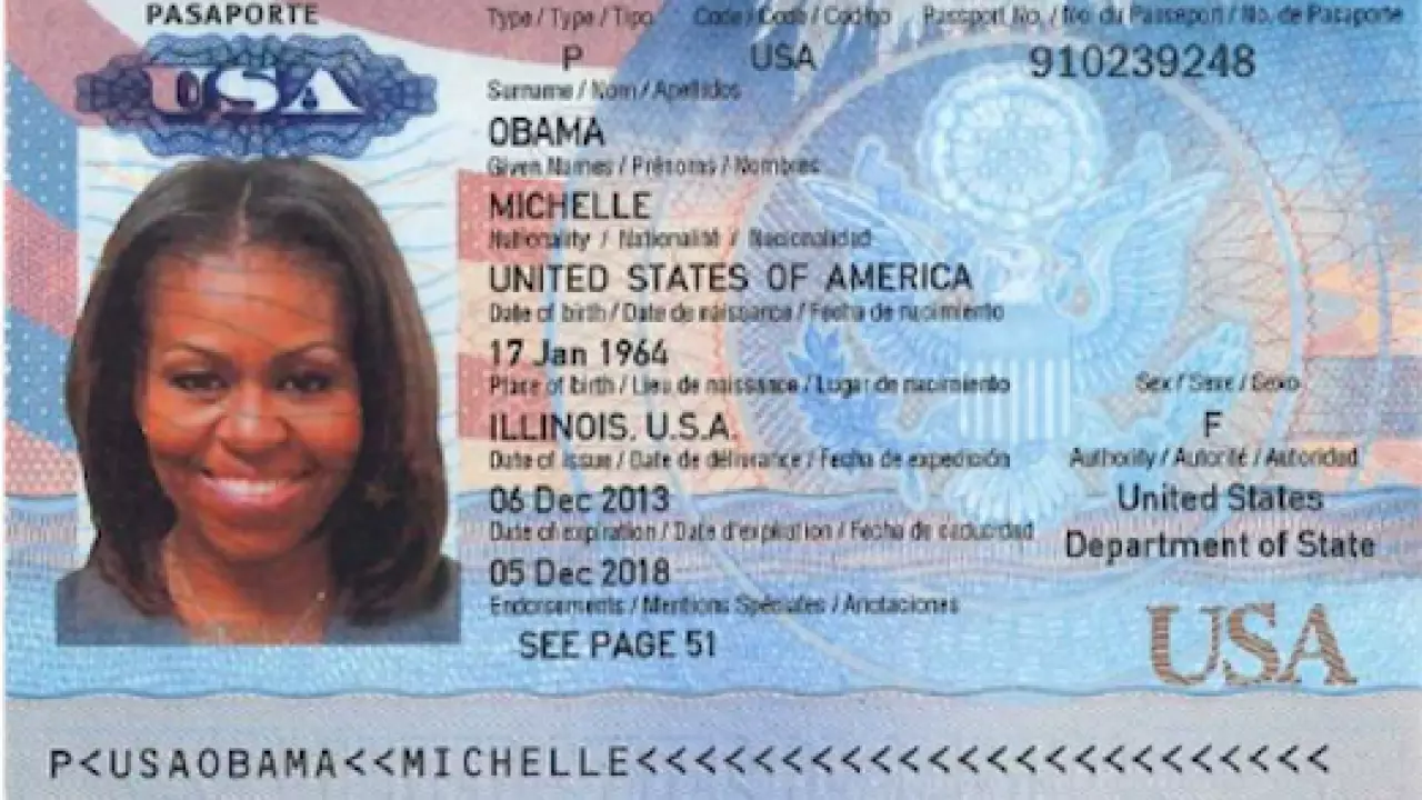 Iyi Inonzi Yakaburitswa Michelle Obama Passport Inoratidzika kunge Yekunyepera seGehena